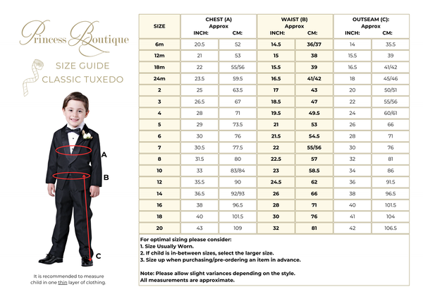 Classic Tuxedo Combo - Mix & Match – Princess Boutique